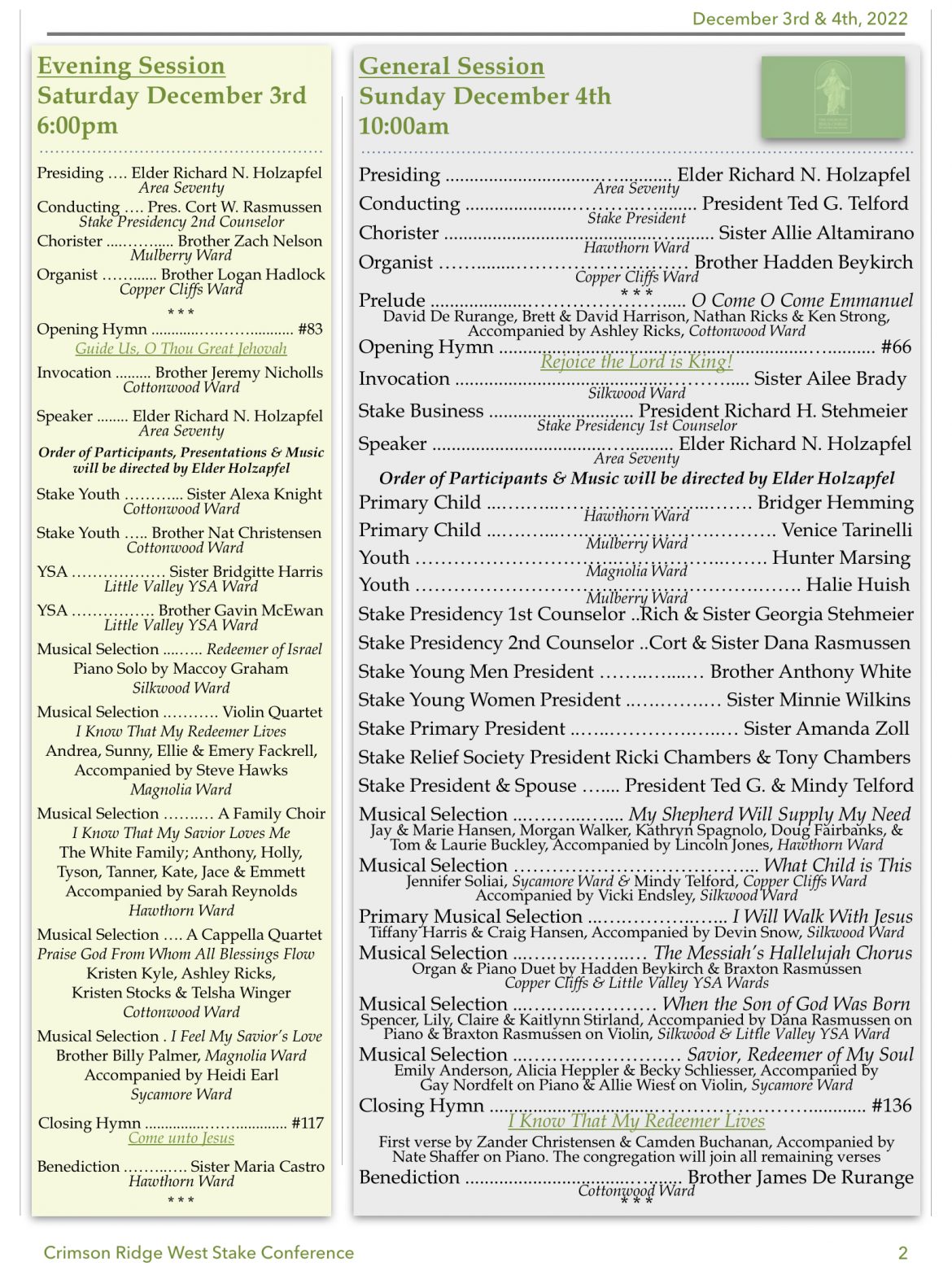 Stake Conference - Crimson Ridge West Stake